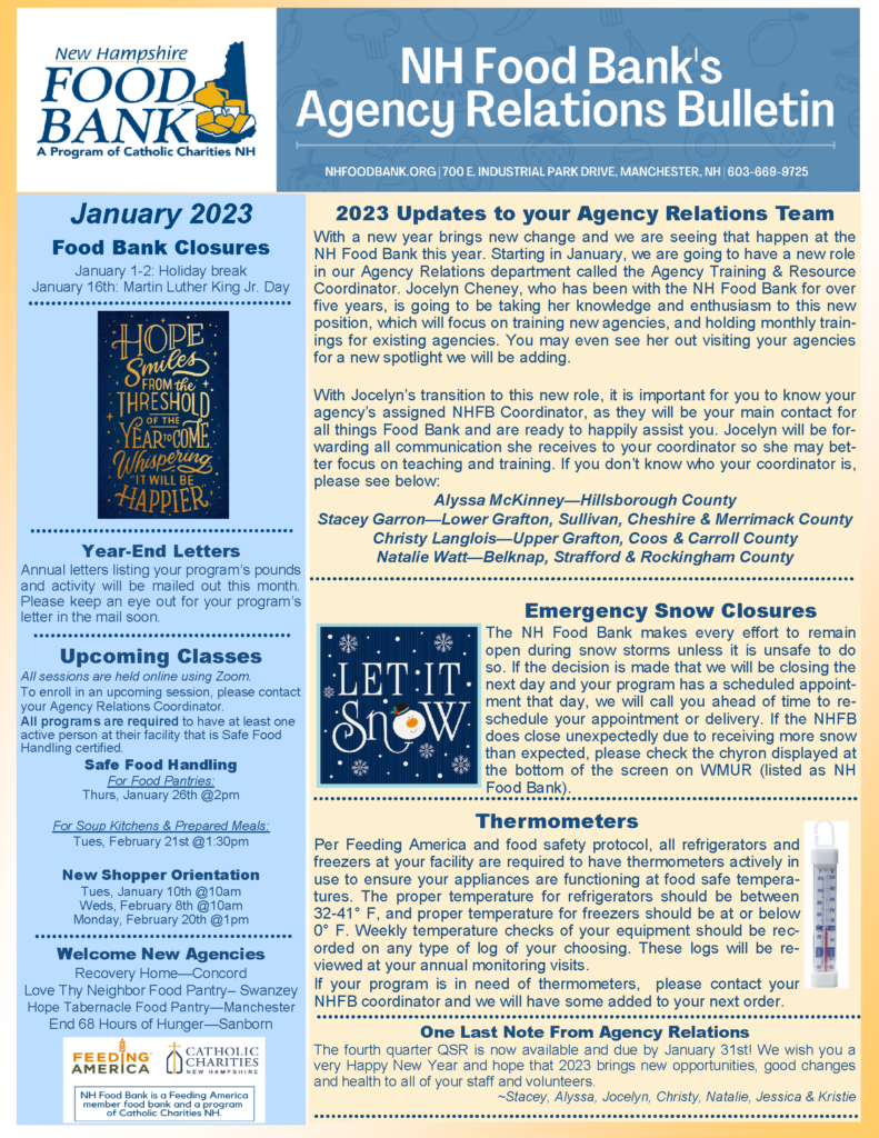 Agency Relations Bulletins - The New Hampshire Food Bank